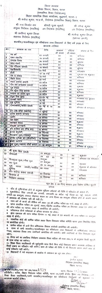 Holiday List – Simultala Awasiya Vidyalaya – Jamui, Bihar, Pin- 811316